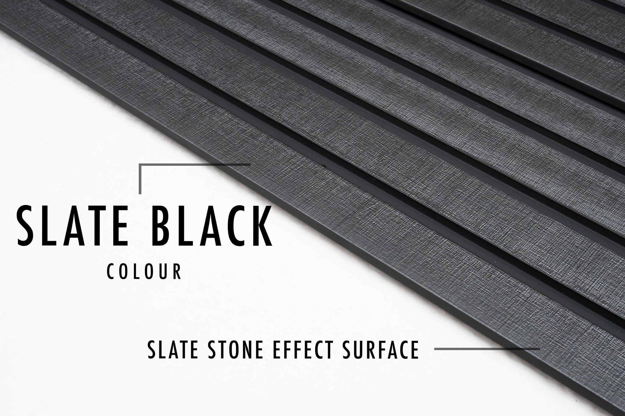 Slate Black Slat Wall Panel - Volga Panels™ (Moisture-proof)